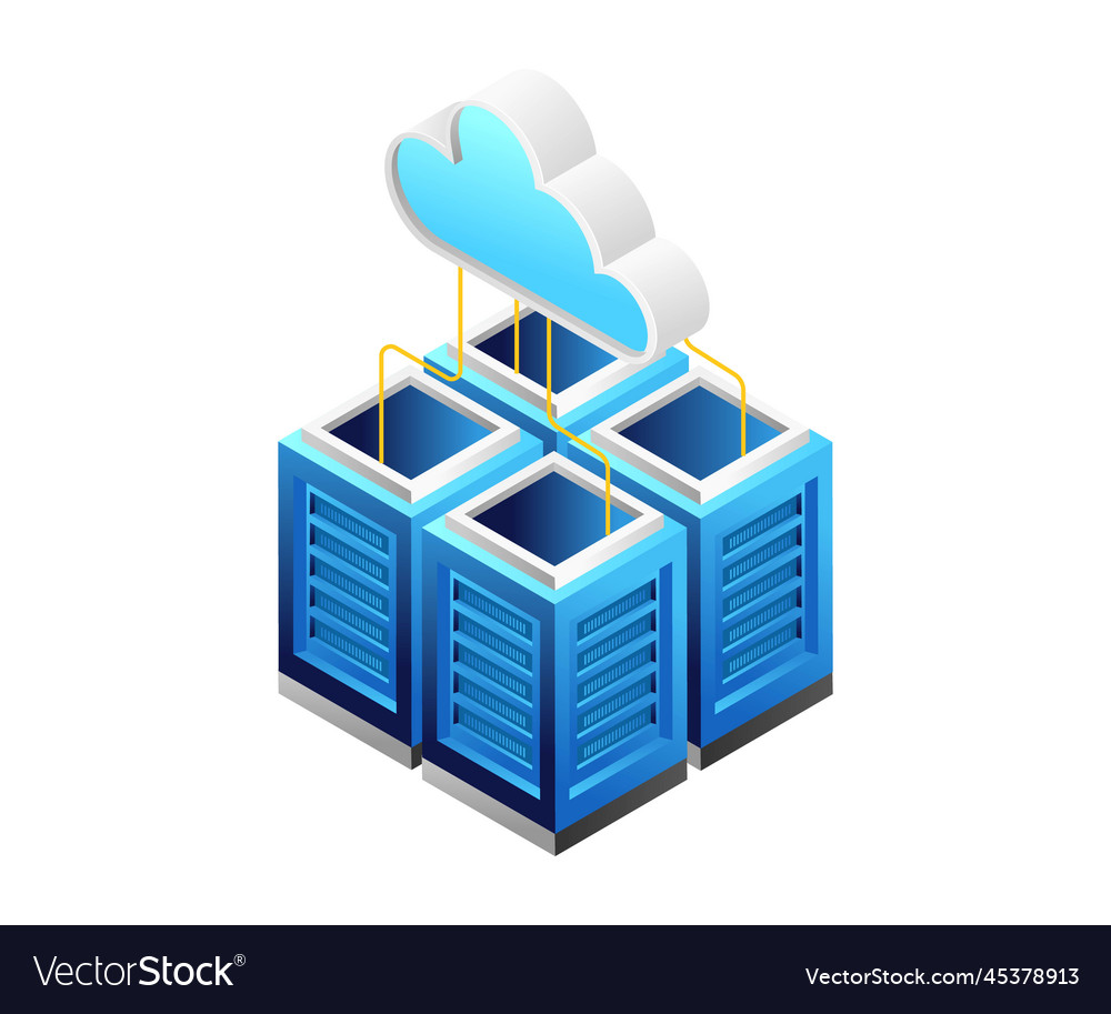 Concept flat isometric 3d cloud server data Vector Image
