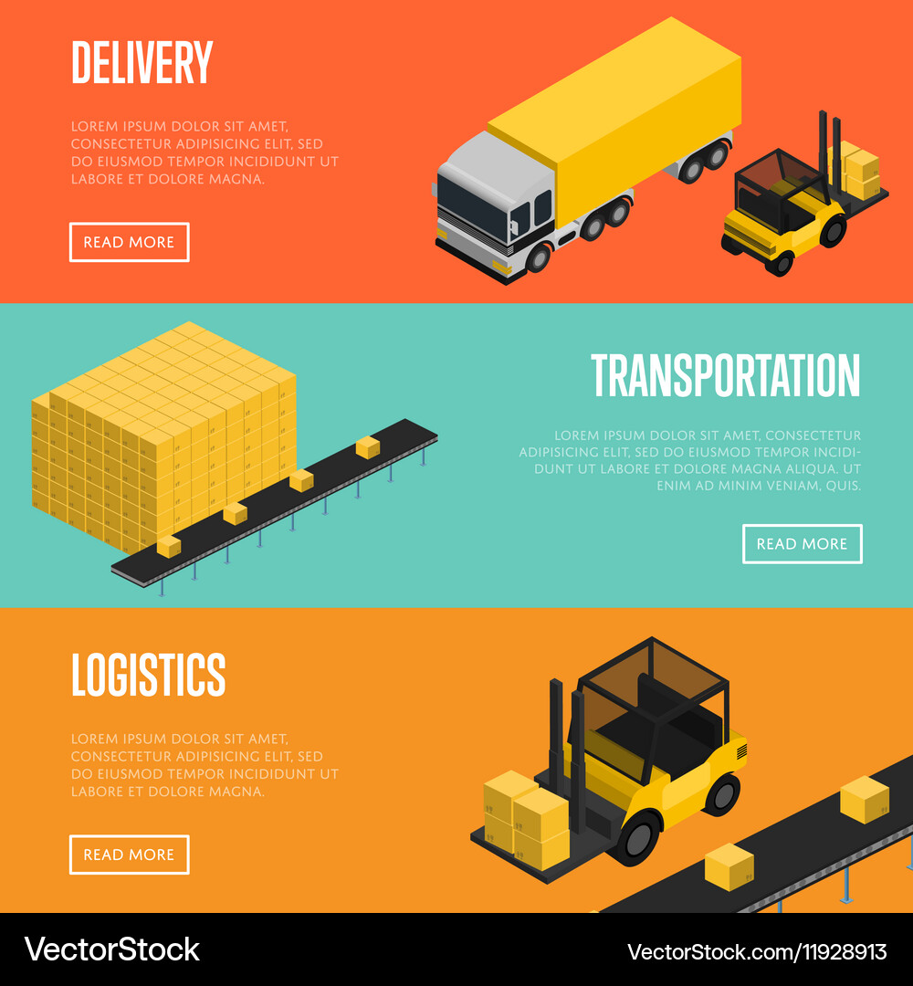 Delivery logistics and transportation banners set Vector Image