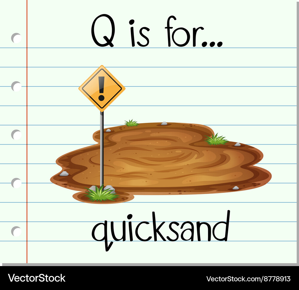 Flashcard letter q is for quicksand Royalty Free Vector