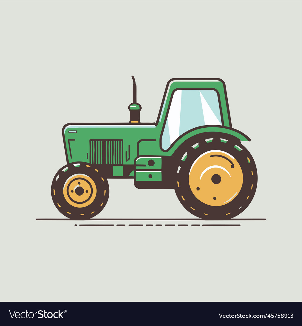Flat tractor style Royalty Free Vector Image - VectorStock
