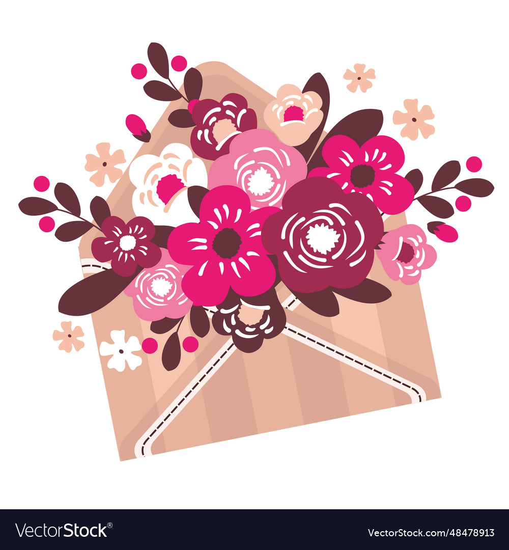 Flowers envelope Royalty Free Vector Image - VectorStock