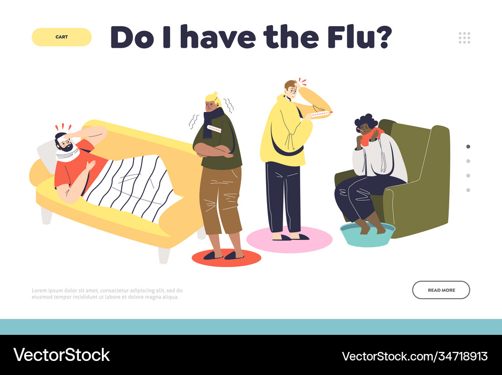 Flu symptoms landing page concept with people Vector Image
