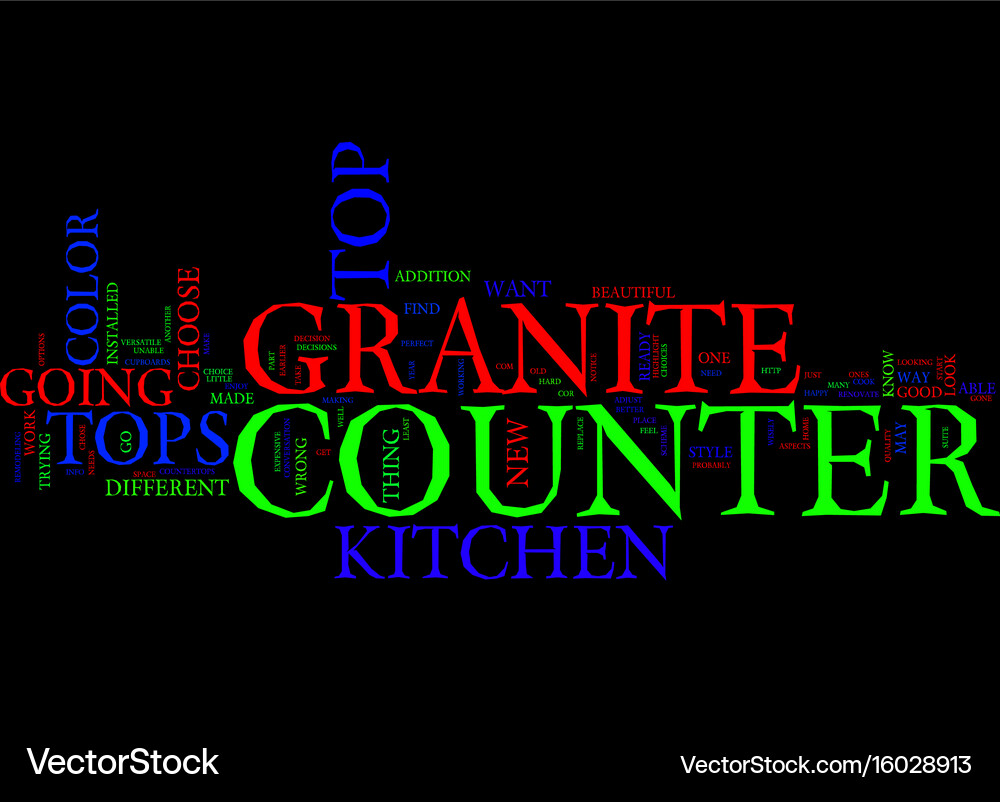 Granite counter tops parti text background word Vector Image