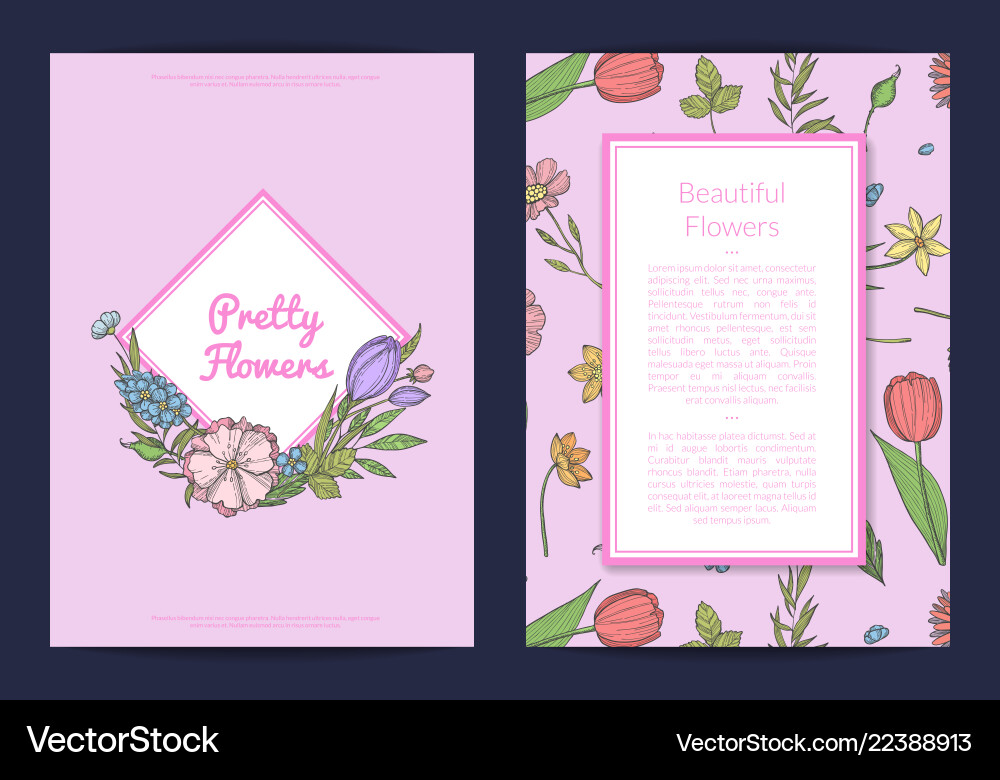 Hand drawn flowers card or flyer template Vector Image