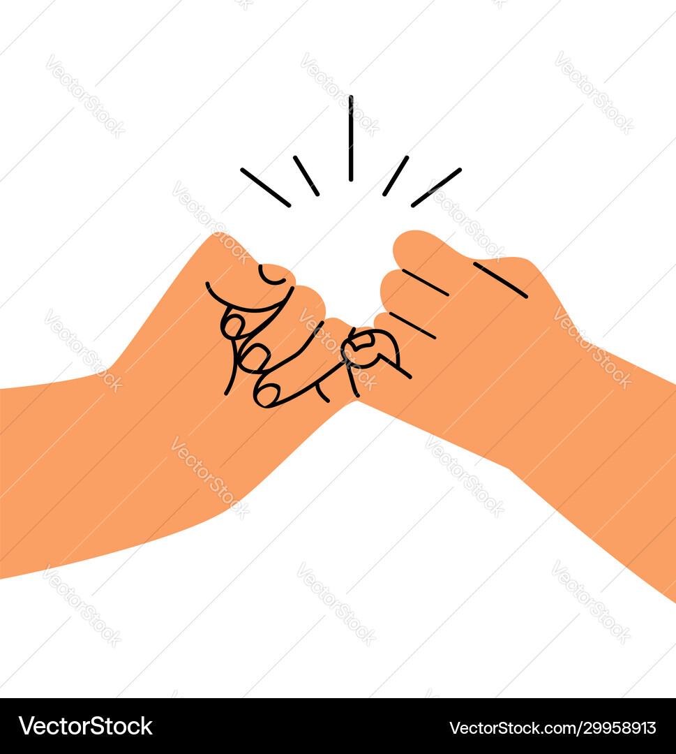 Hand holding promise flat design sign Royalty Free Vector
