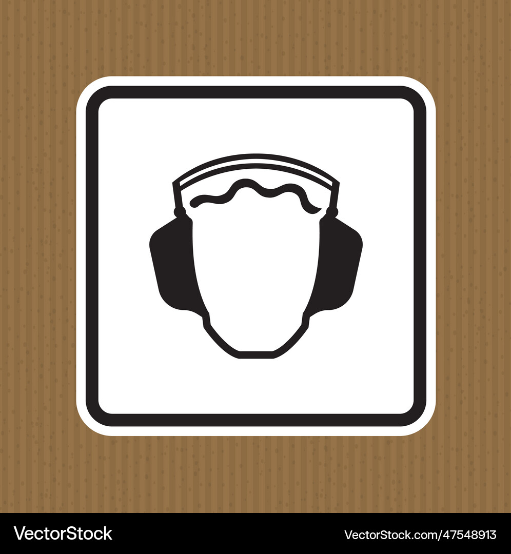 Hearing protection symbol floor sign Royalty Free Vector