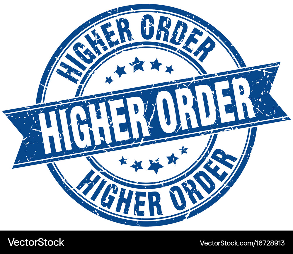 Higher order round grunge ribbon stamp Royalty Free Vector