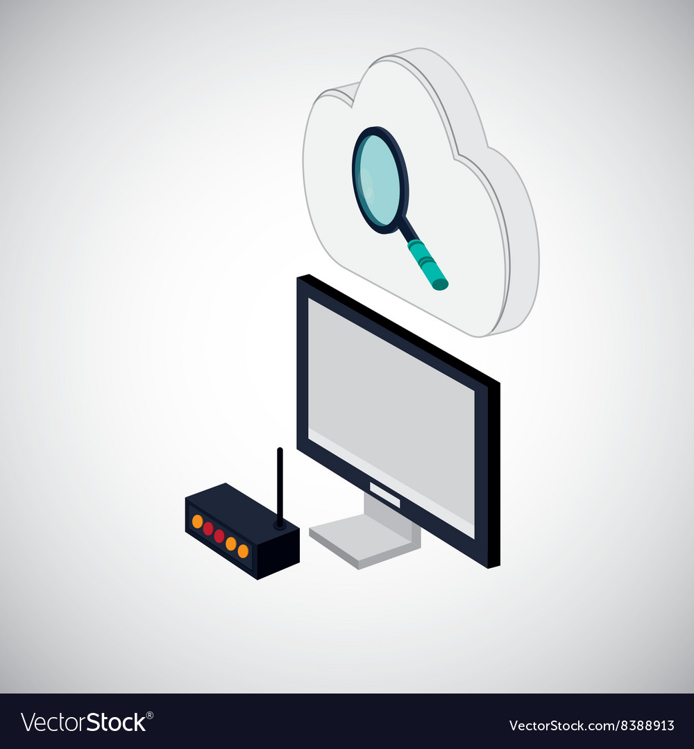 Icon of isometric computer design Royalty Free Vector Image