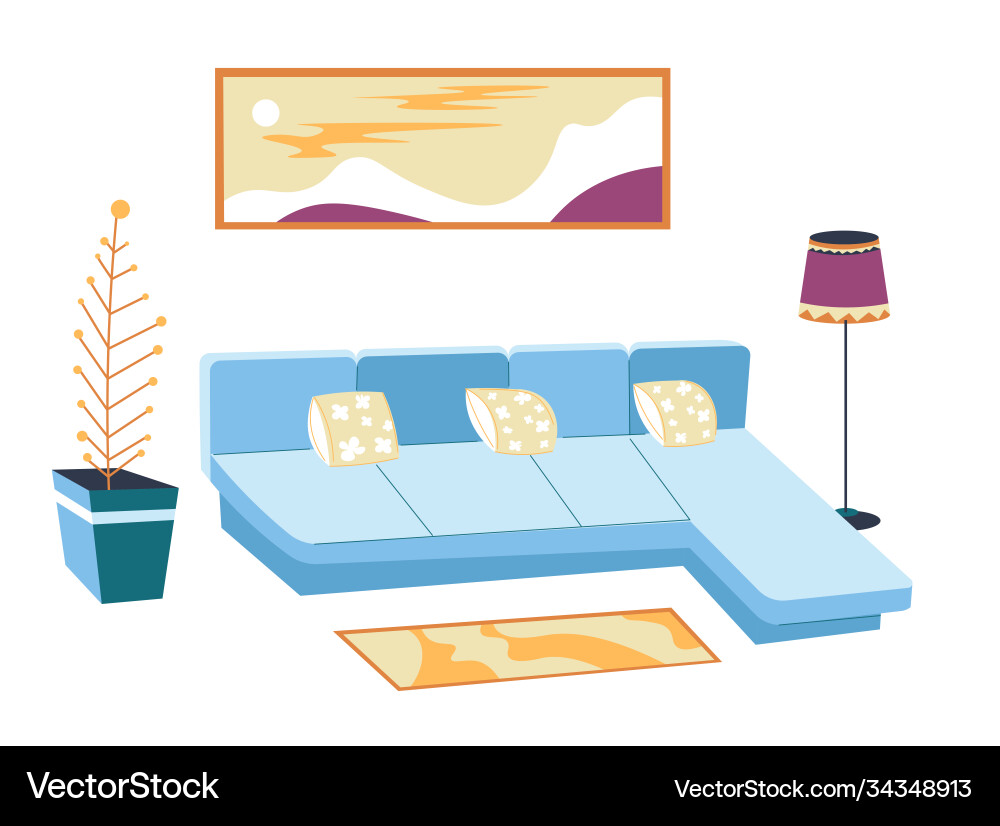 Living room or lounge interior design Royalty Free Vector