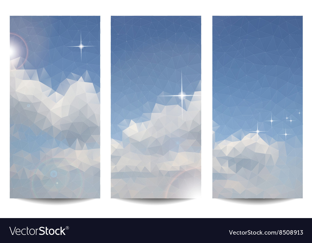 Triangular clouds in the sky background set Vector Image