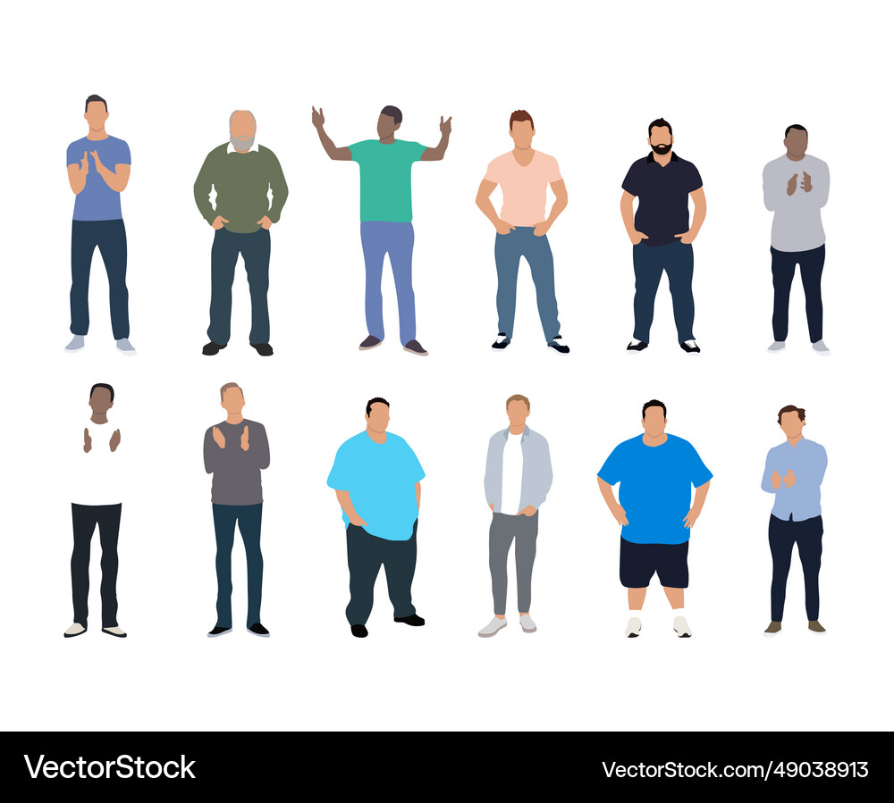 Variety of different men isolated Royalty Free Vector Image