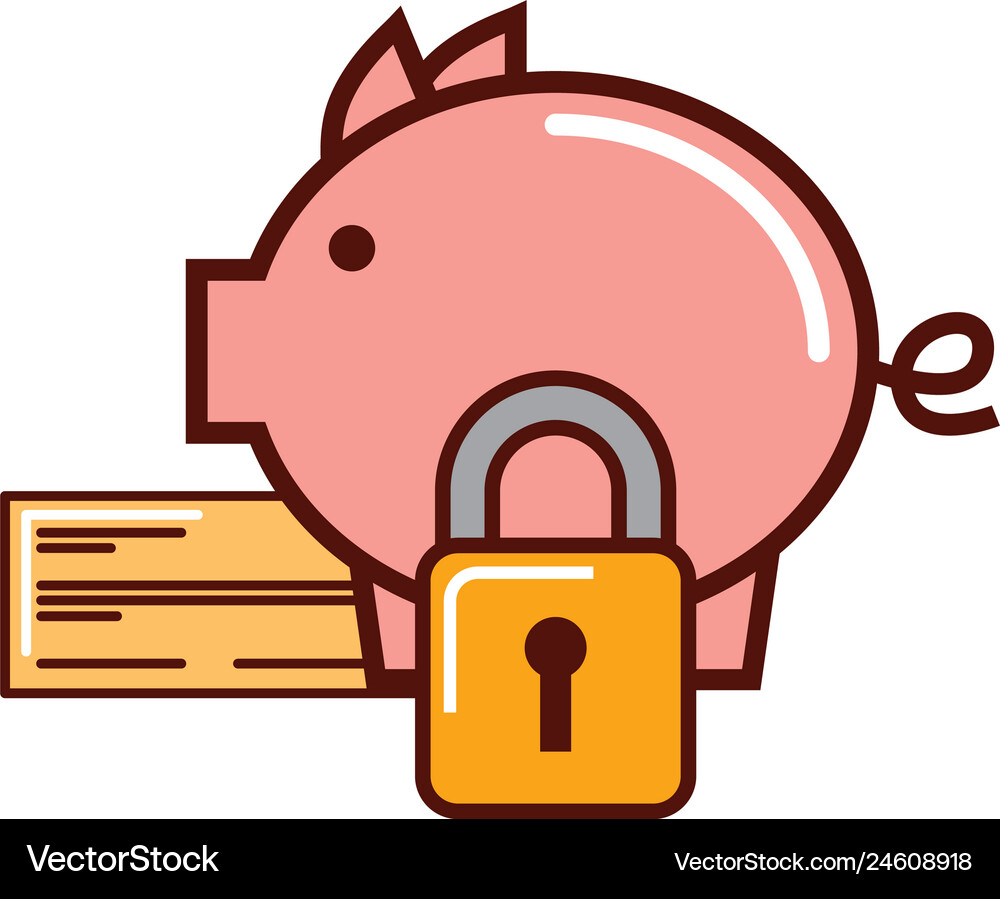 Business piggy bank check security Royalty Free Vector Image