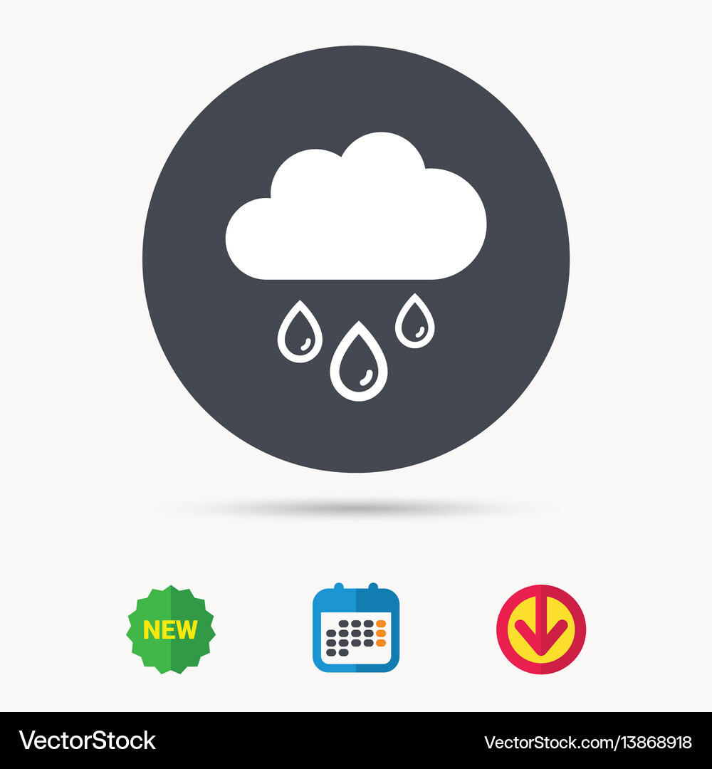Cloud with rain drops icon rainy day sign Vector Image