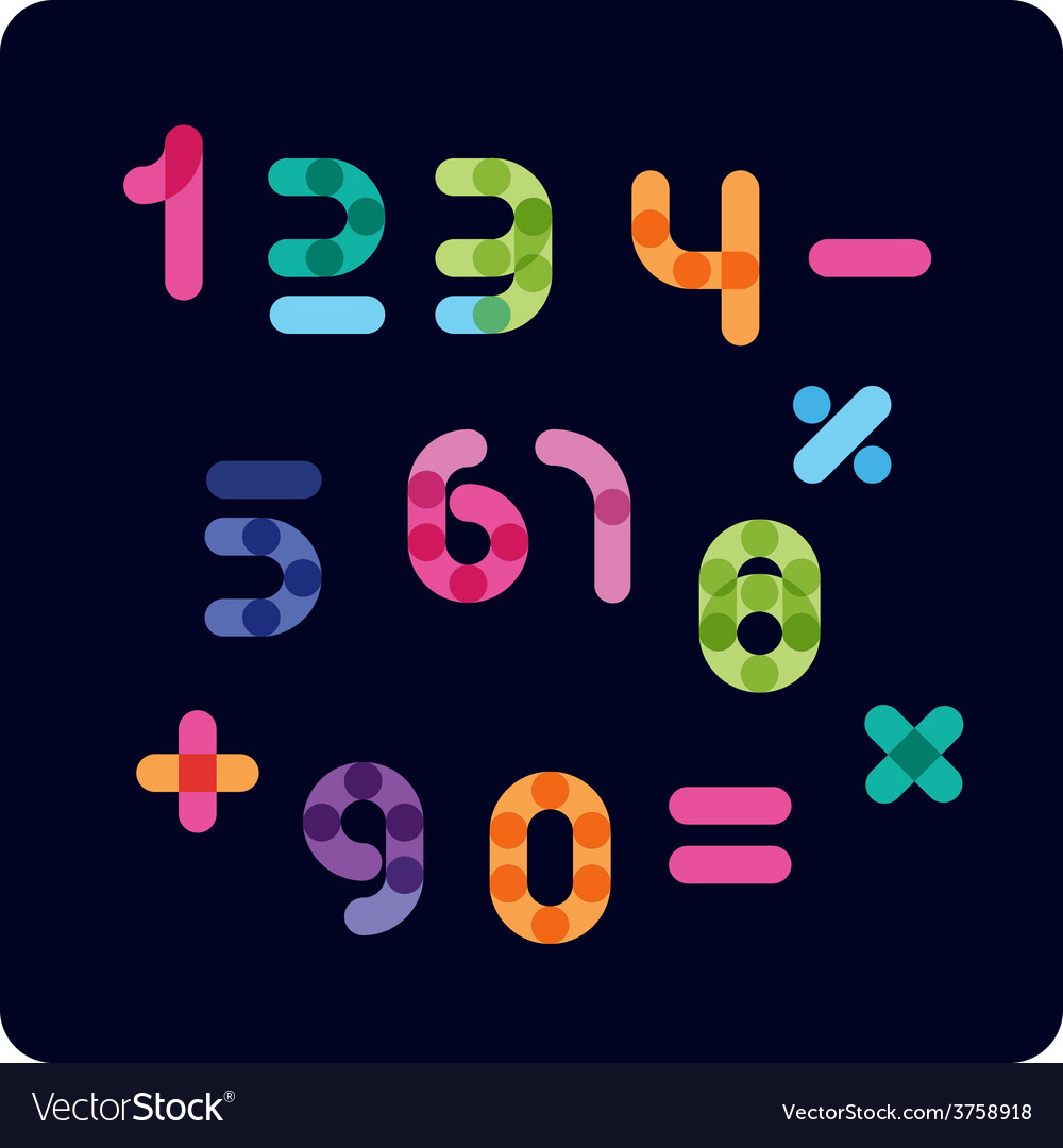 Color numbers against a dark background Royalty Free Vector