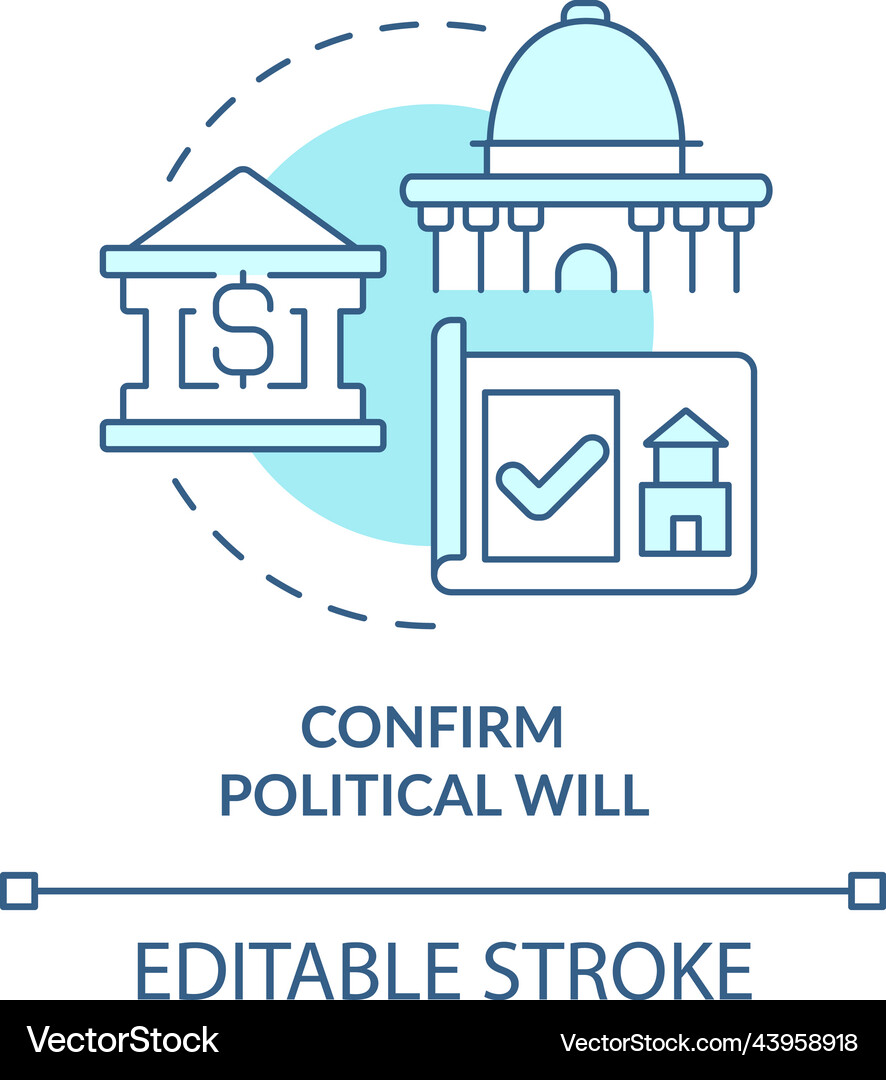 Confirm political will turquoise concept icon Vector Image