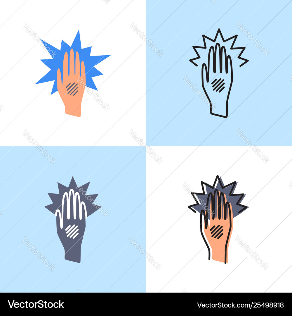 Eczema hand icon set in flat and line style Vector Image