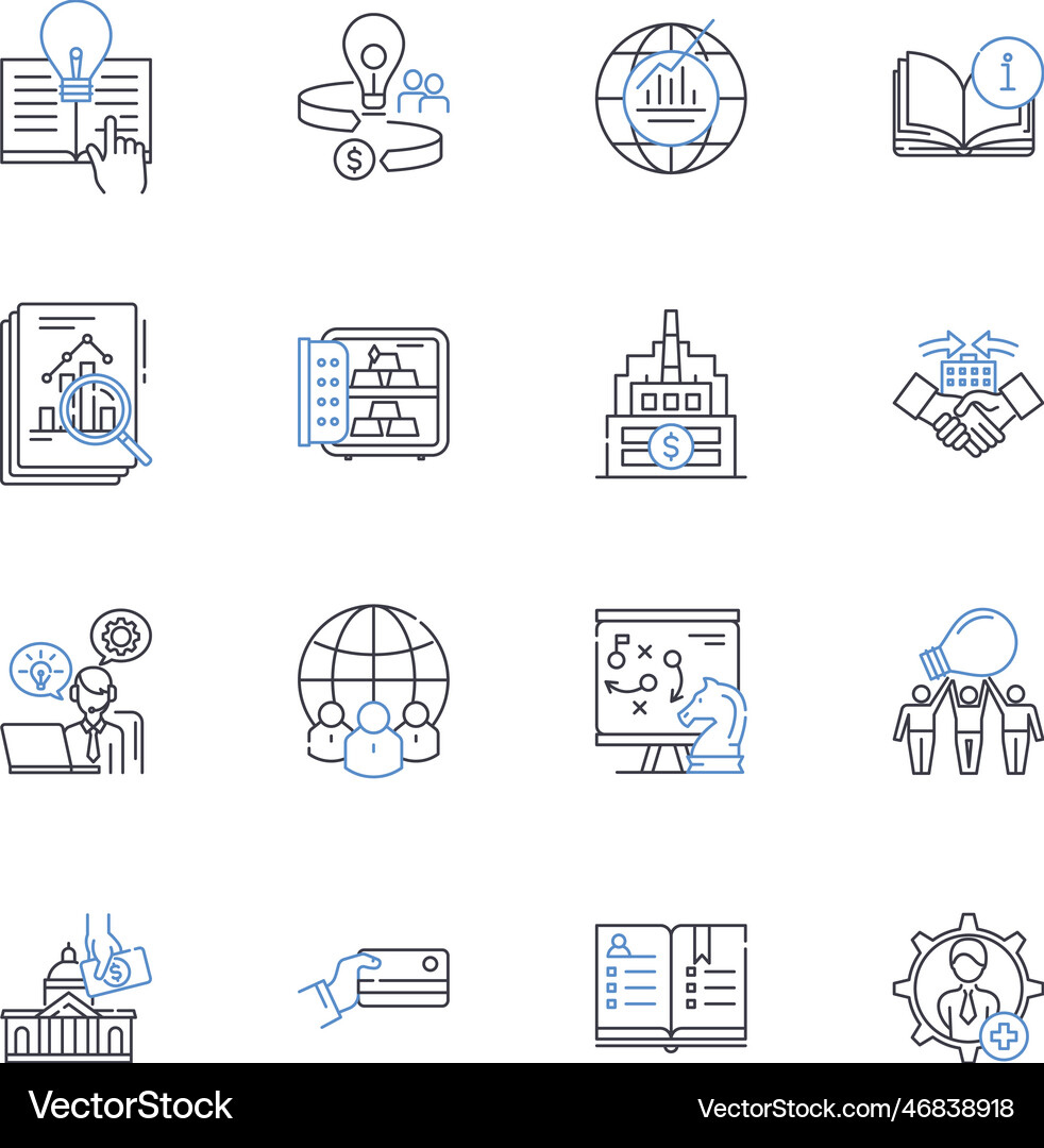 Expense management line icons collection Vector Image