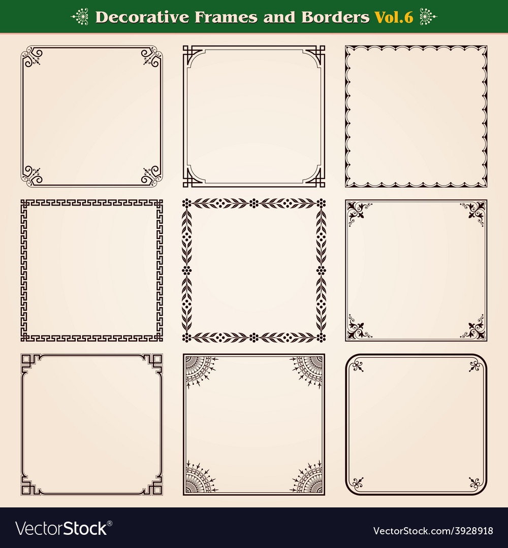 Frames and borders set 6 Royalty Free Vector Image
