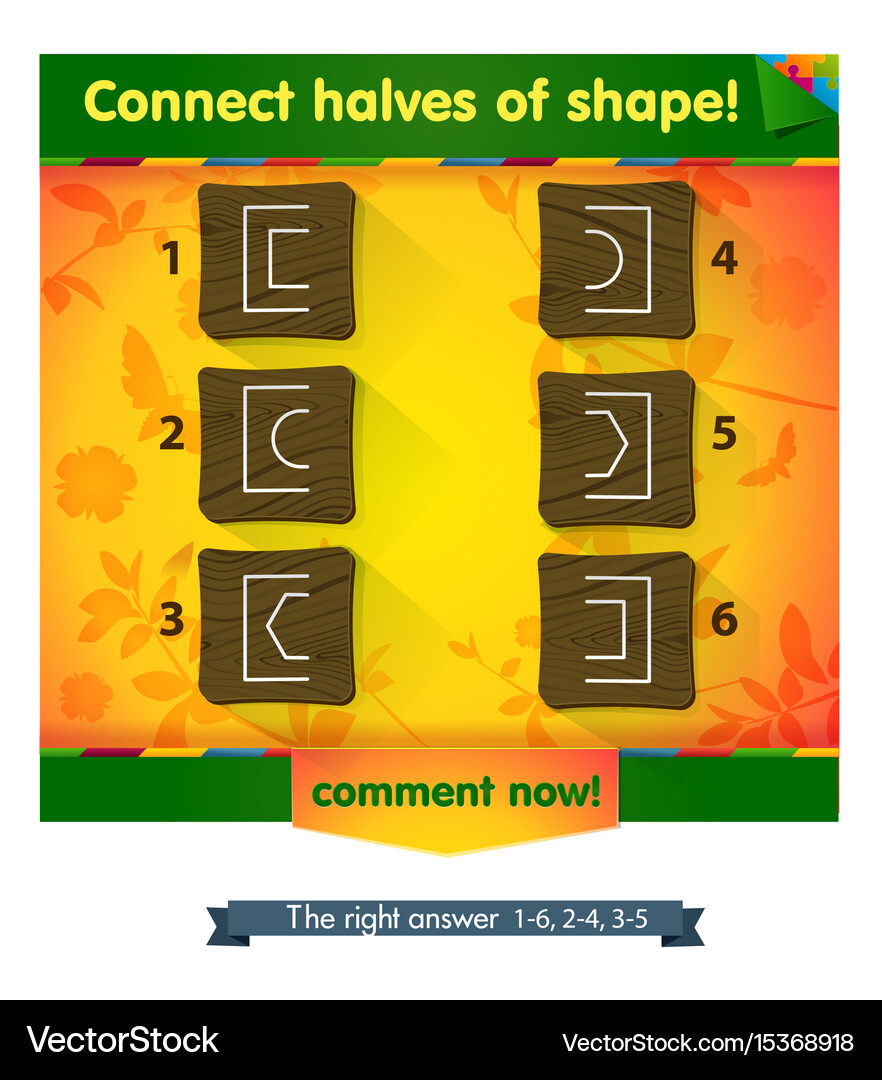 Game connect halves of shape Royalty Free Vector Image