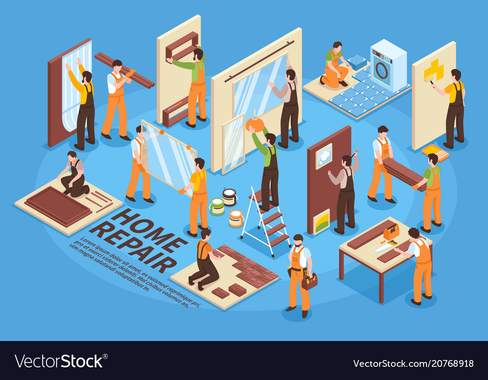Home repair isometric elements Royalty Free Vector Image Home repair isometric elements Royalty Free Vector Image
