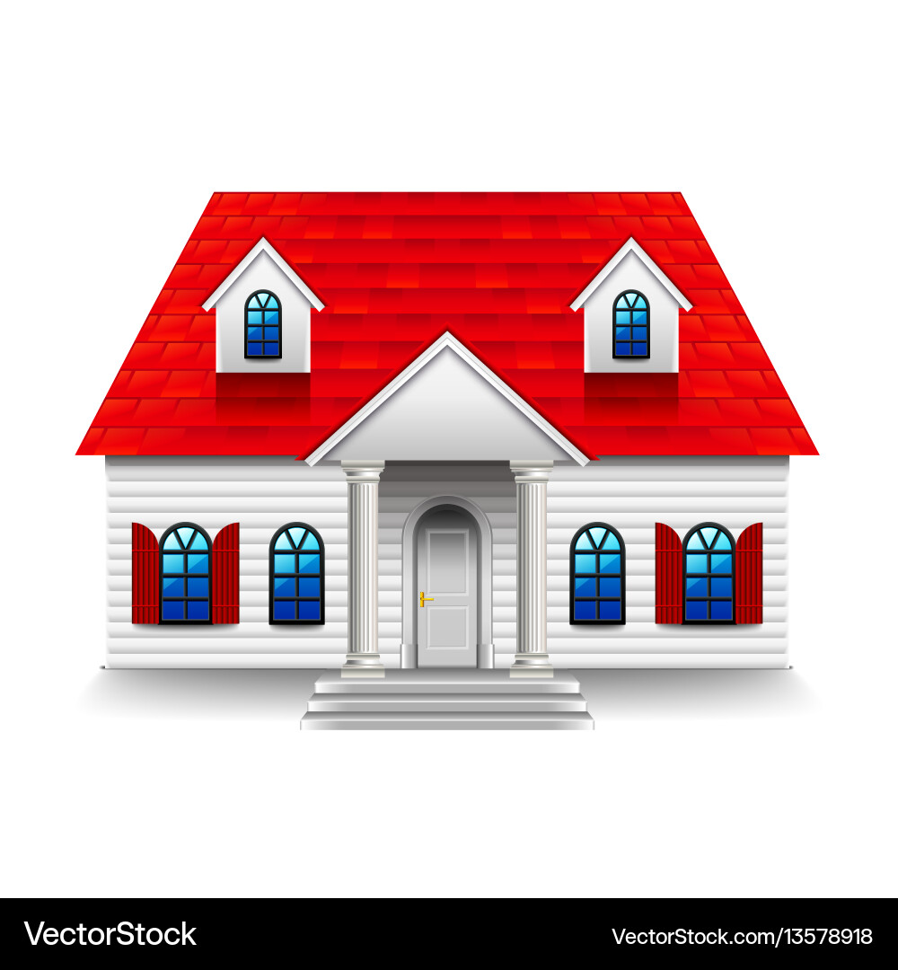 House with high roisolated on white Royalty Free Vector