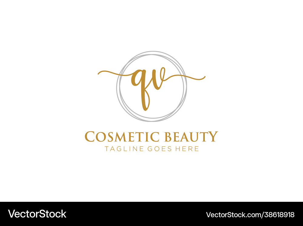 Initial qv feminine logo beauty monogram Vector Image