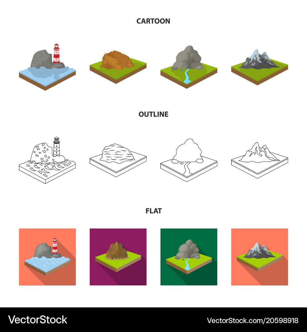 Mountains rocks and landscape relief Royalty Free Vector