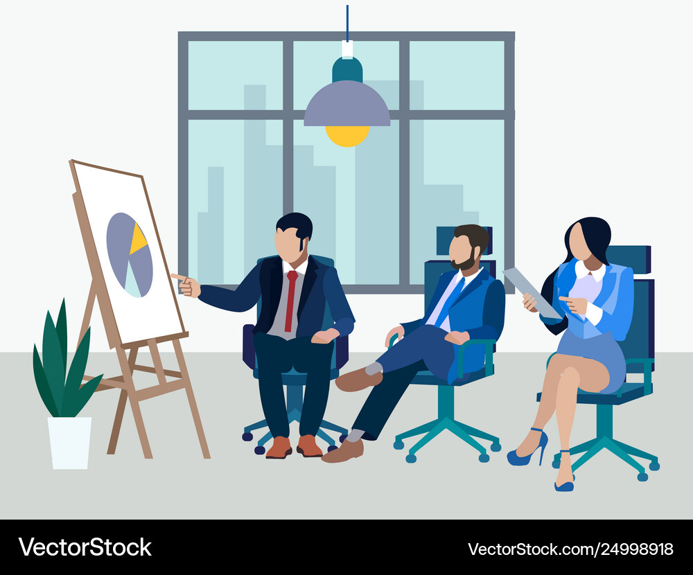 Office meeting employees report on work done Vector Image