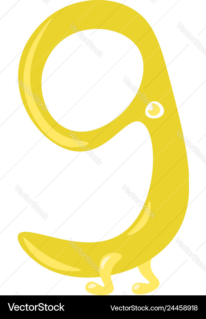 Yellow figurine shaped numerical number nine Vector Image