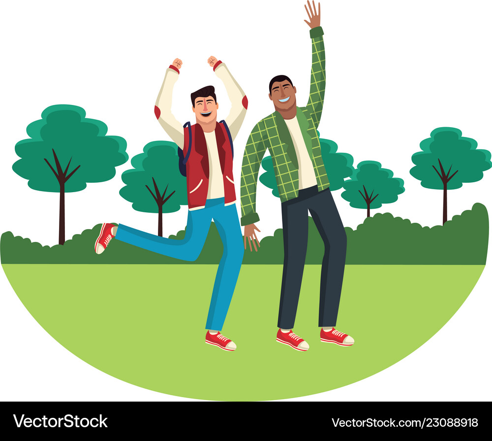 Young male friends Royalty Free Vector Image - VectorStock