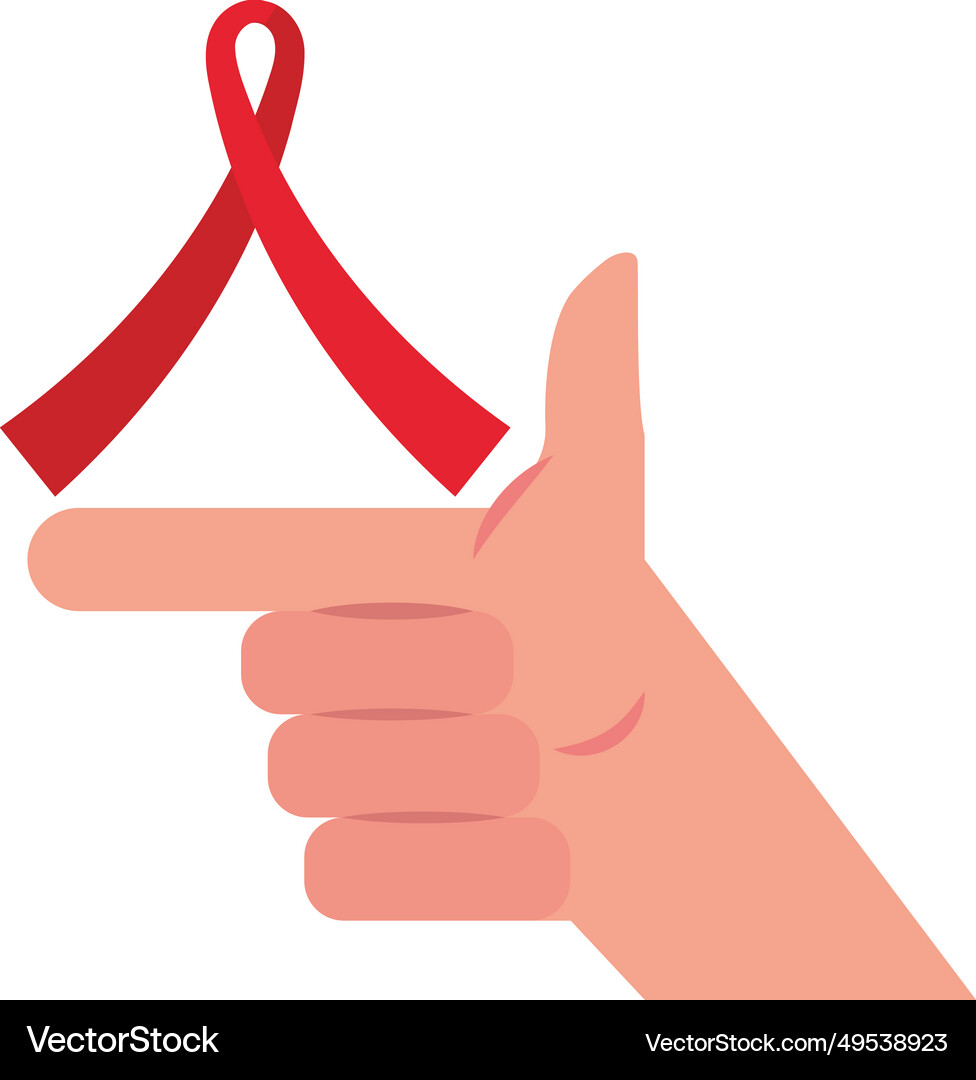 Aids day hand and ribbon Royalty Free Vector Image