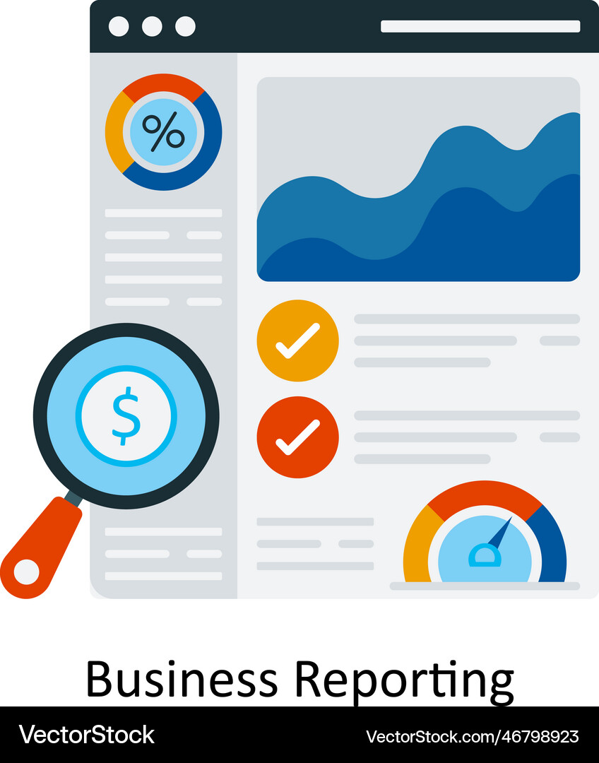 Business reporting flat icons simple stock Vector Image