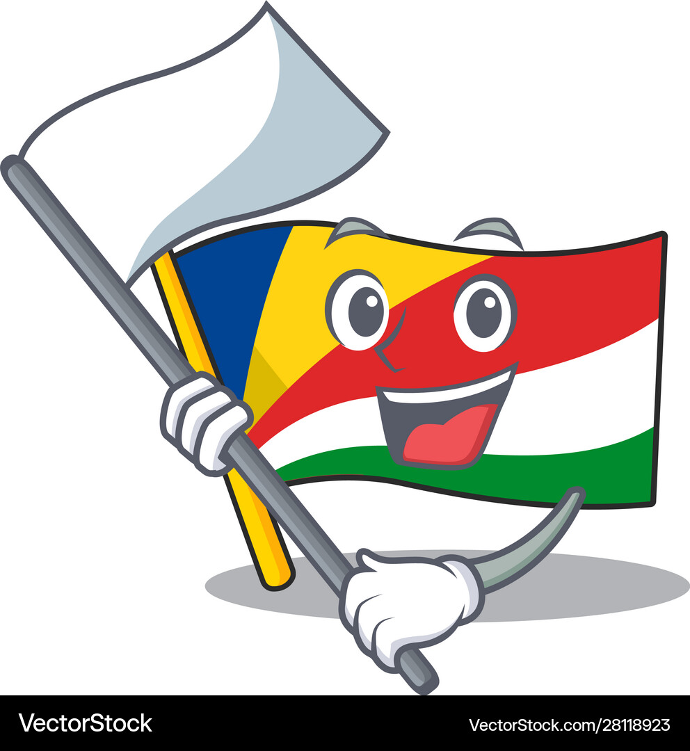 Cute flag standing with flag seychelles cartoon Vector Image