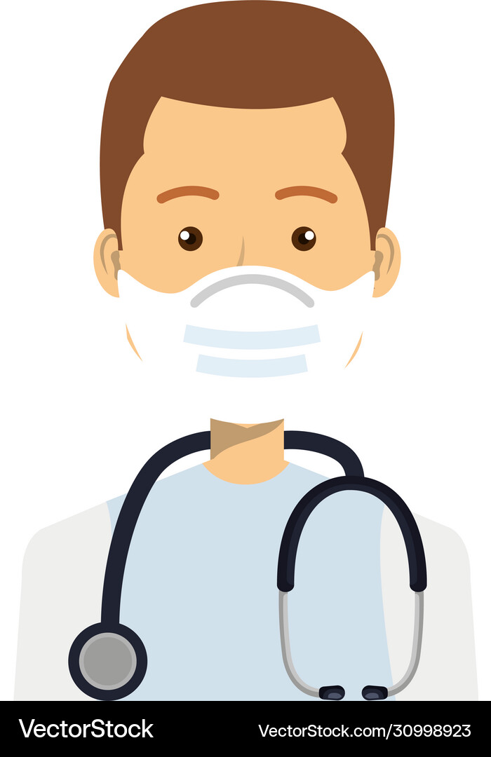 Doctor male using face mask with stethoscope Vector Image