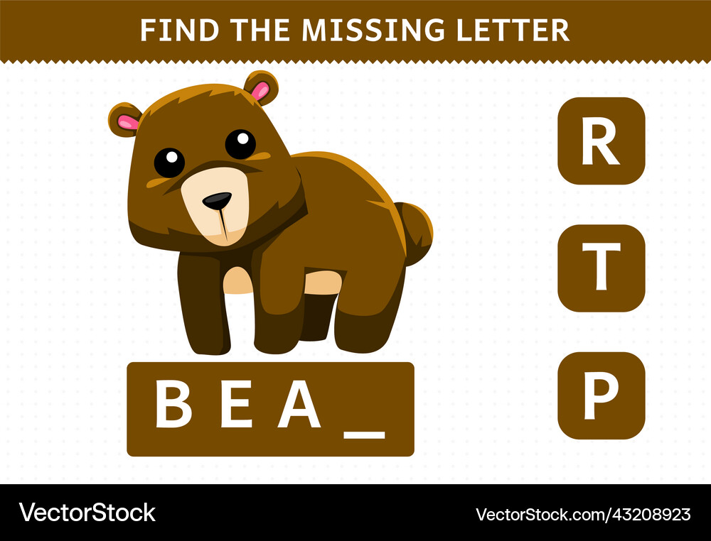Education game for children find missing letter Vector Image