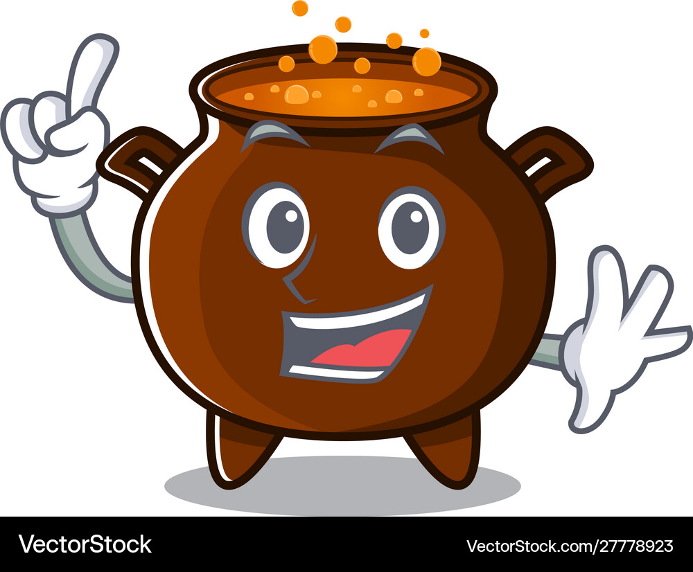 Finger miniature cauldron in a cartoon Royalty Free Vector