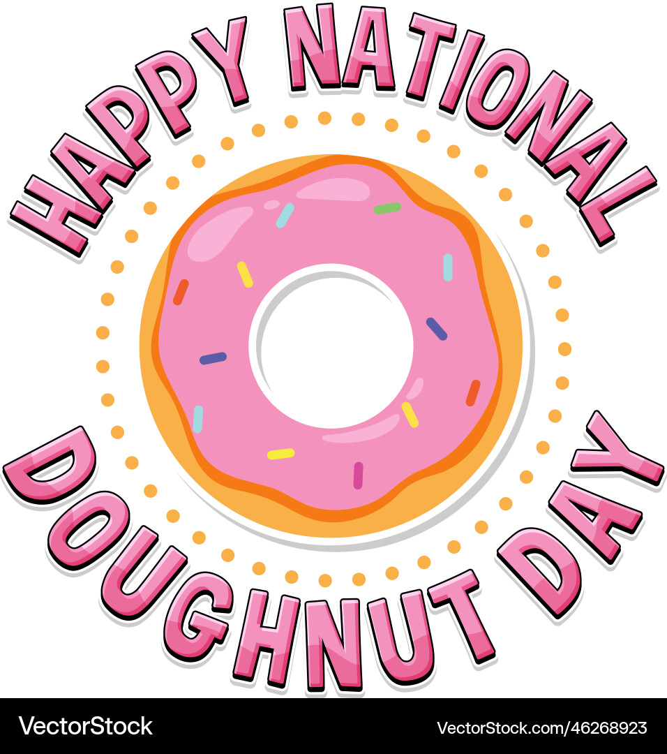 Happy doughnut day in june logo Royalty Free Vector Image