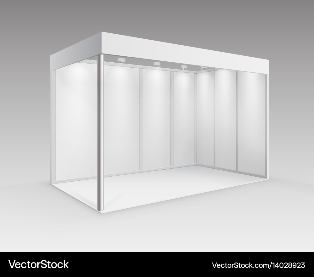 Indoor trade stand for presentation with spotlight