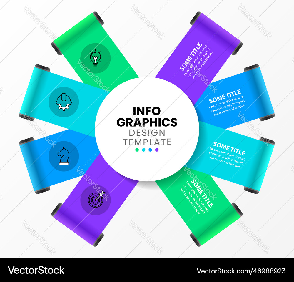 Infographic template 4 strips with icons and a Vector Image