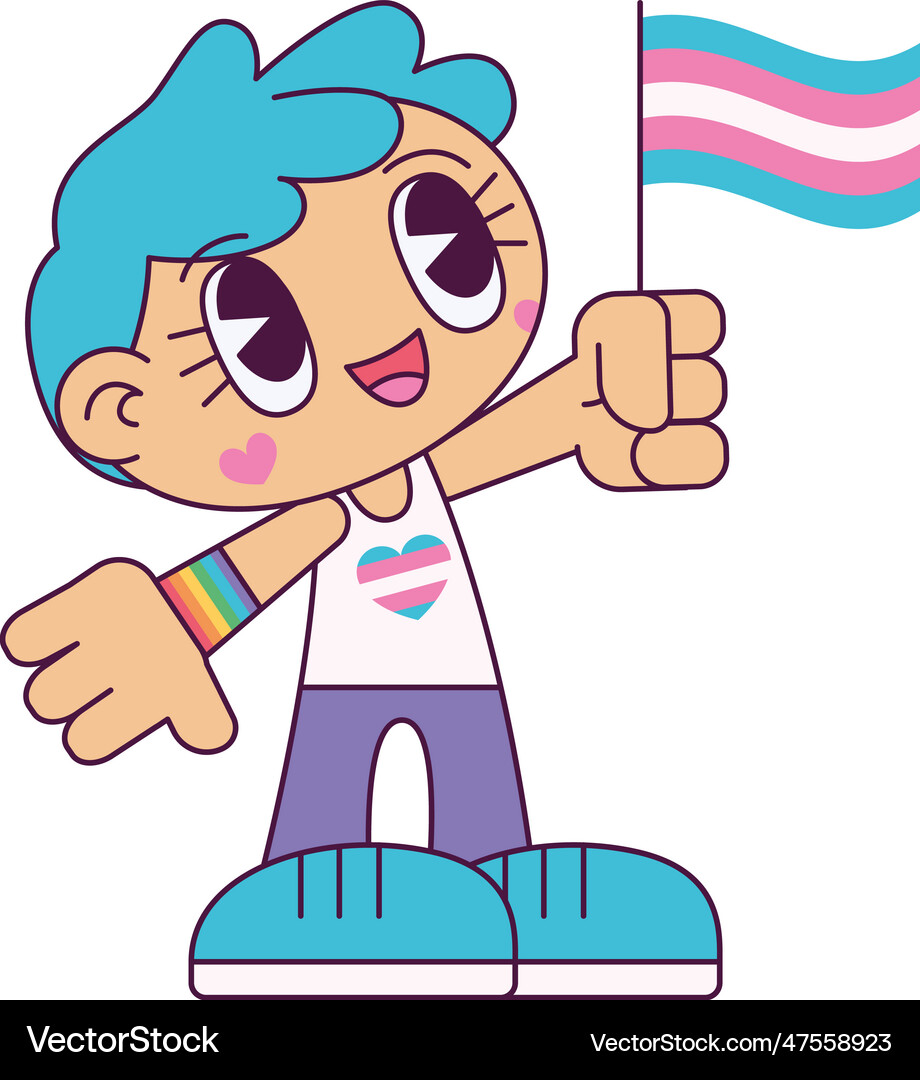Isolated cute transgender chibi character holding Vector Image