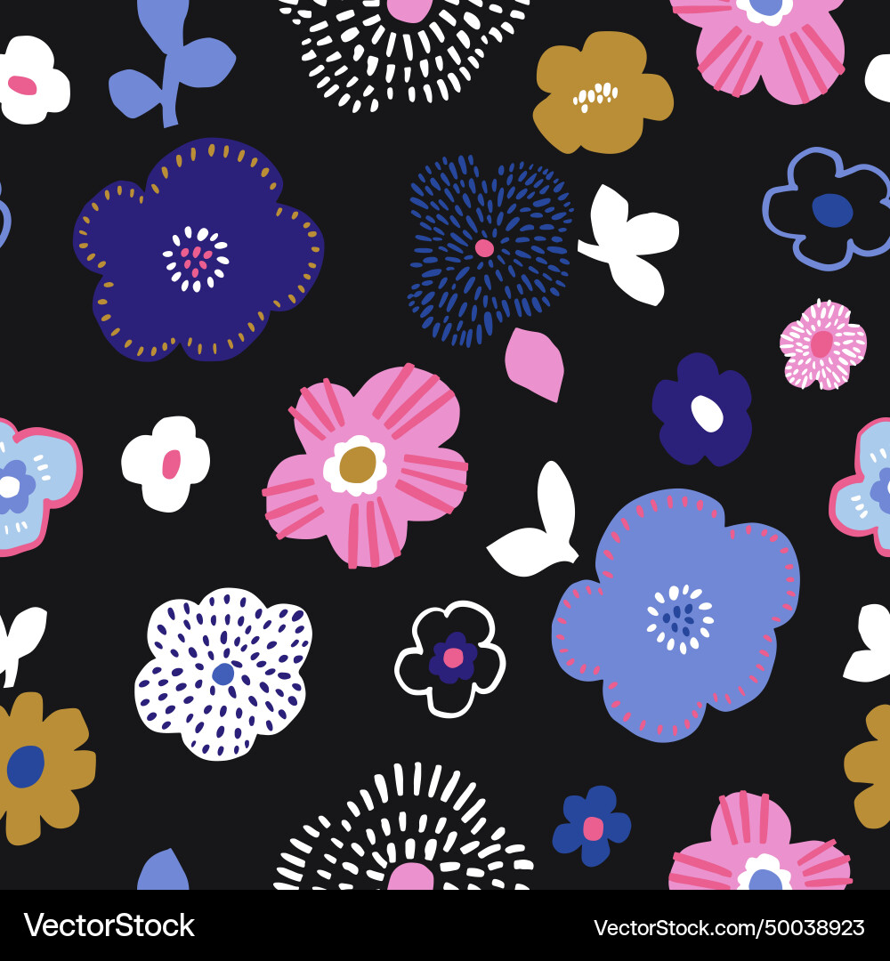 Seamless floral pattern with vibrant colorful Vector Image