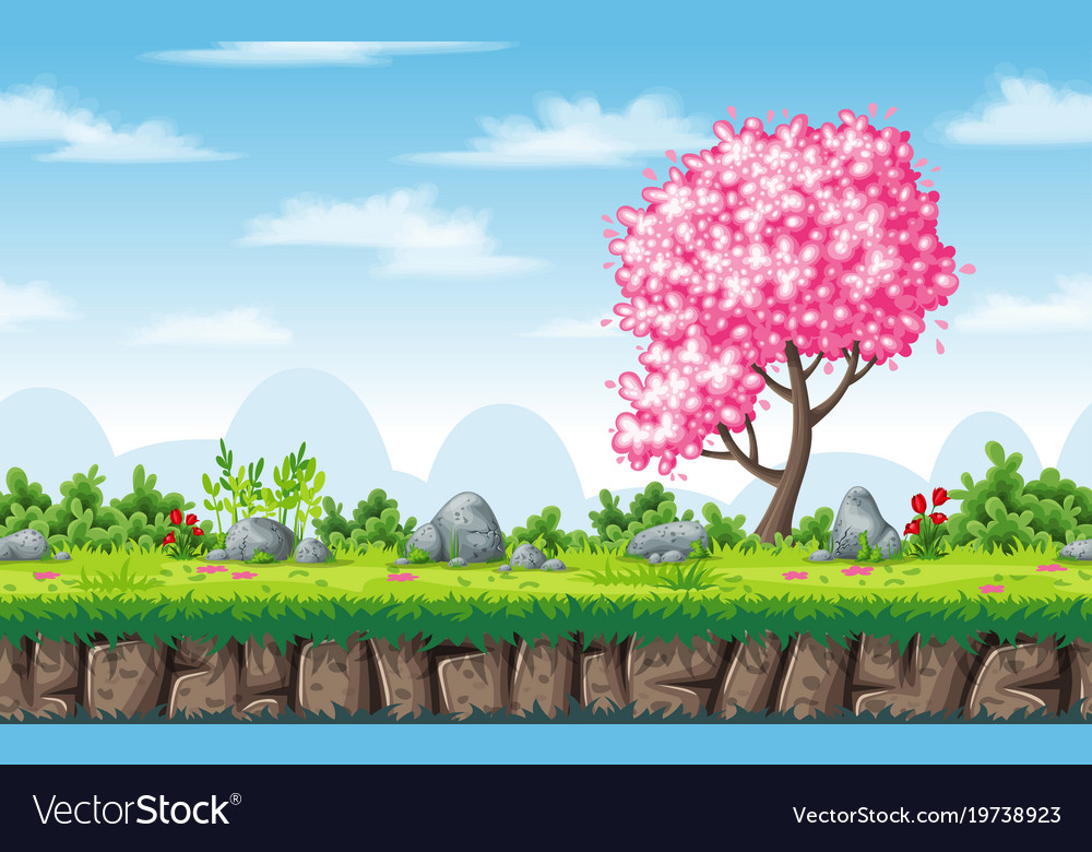 Seamless spring nature background with separate Vector Image