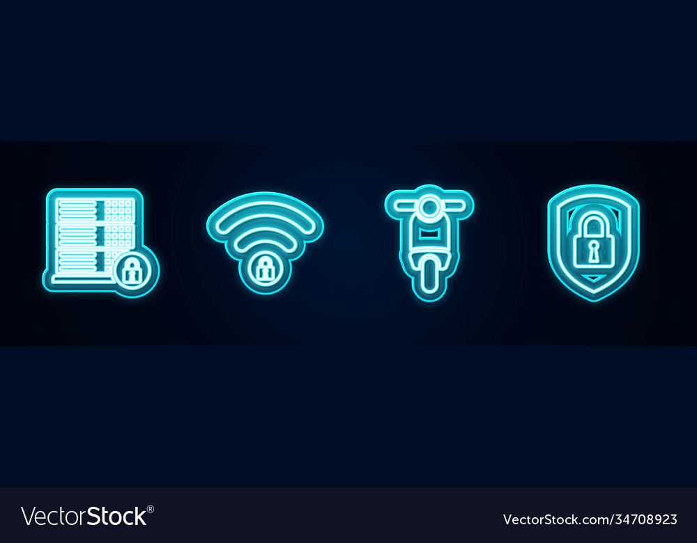 Set line server security with lock wifi locked Vector Image