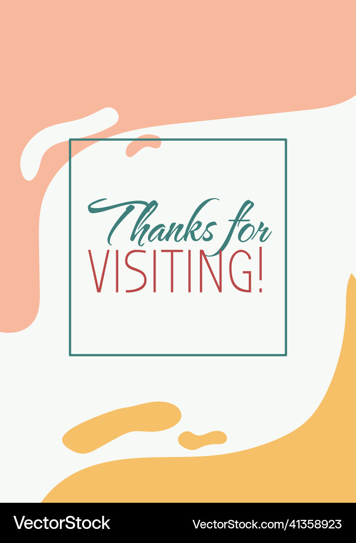 Thanks for visiting greeting card with color icon Vector Image