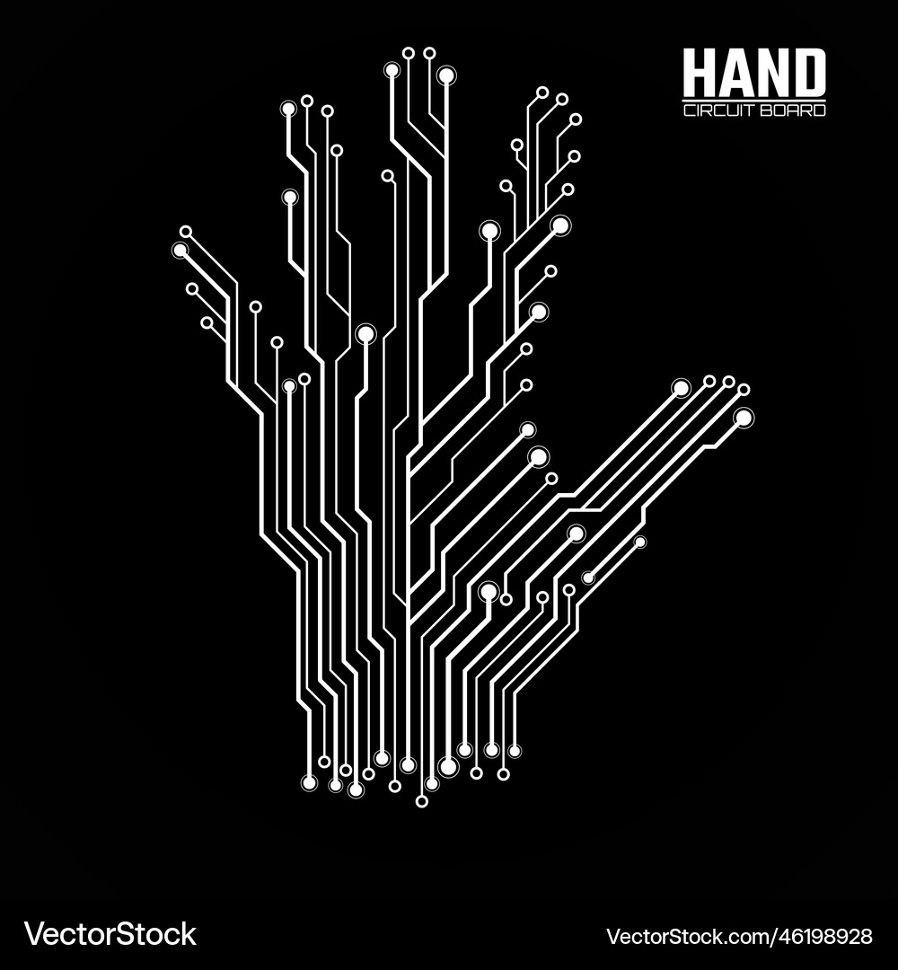 Abstract hand of circuit board technology concept Vector Image