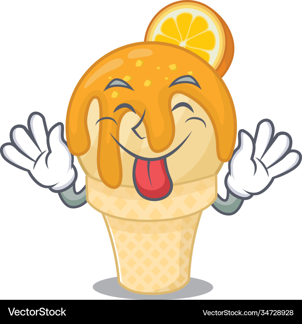 An amusing face orange ice cream cartoon design Vector Image