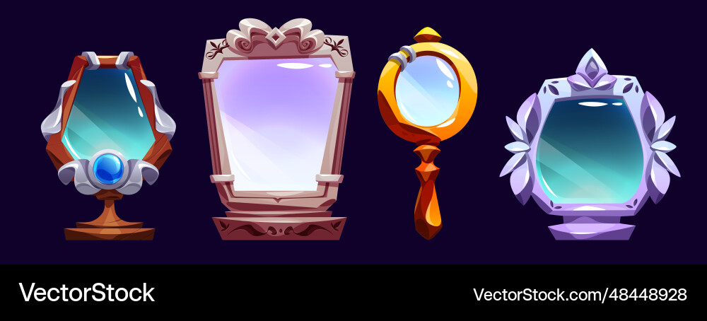 Antique vintage mirror with ornate frame Vector Image
