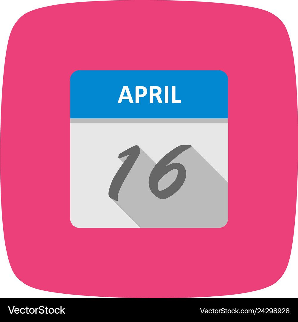April 16th date on a single day calendar Vector Image