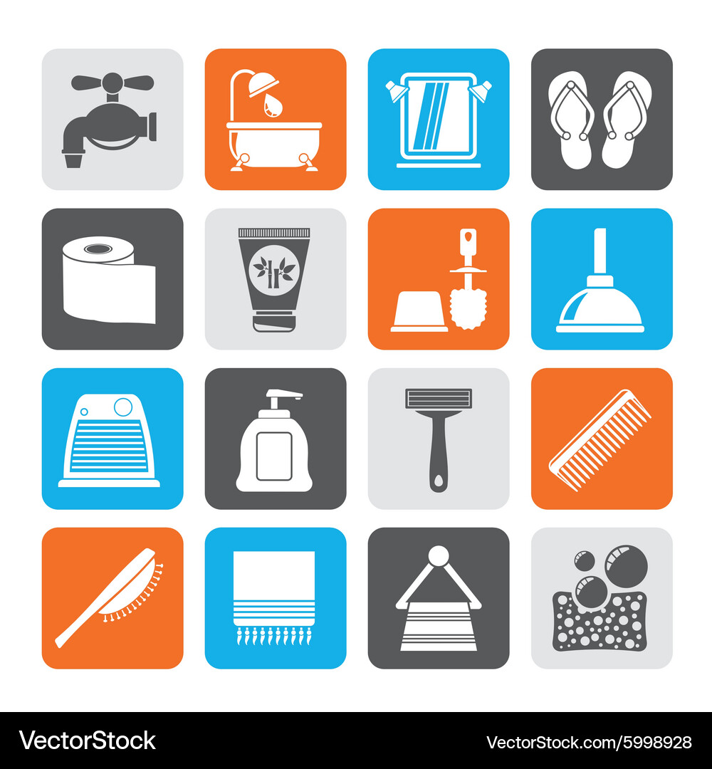 Bathroom and personal care icons Royalty Free Vector Image