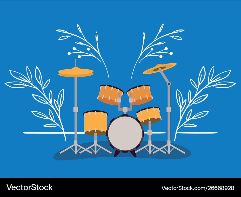 Battery drums musical instrument icon Royalty Free Vector